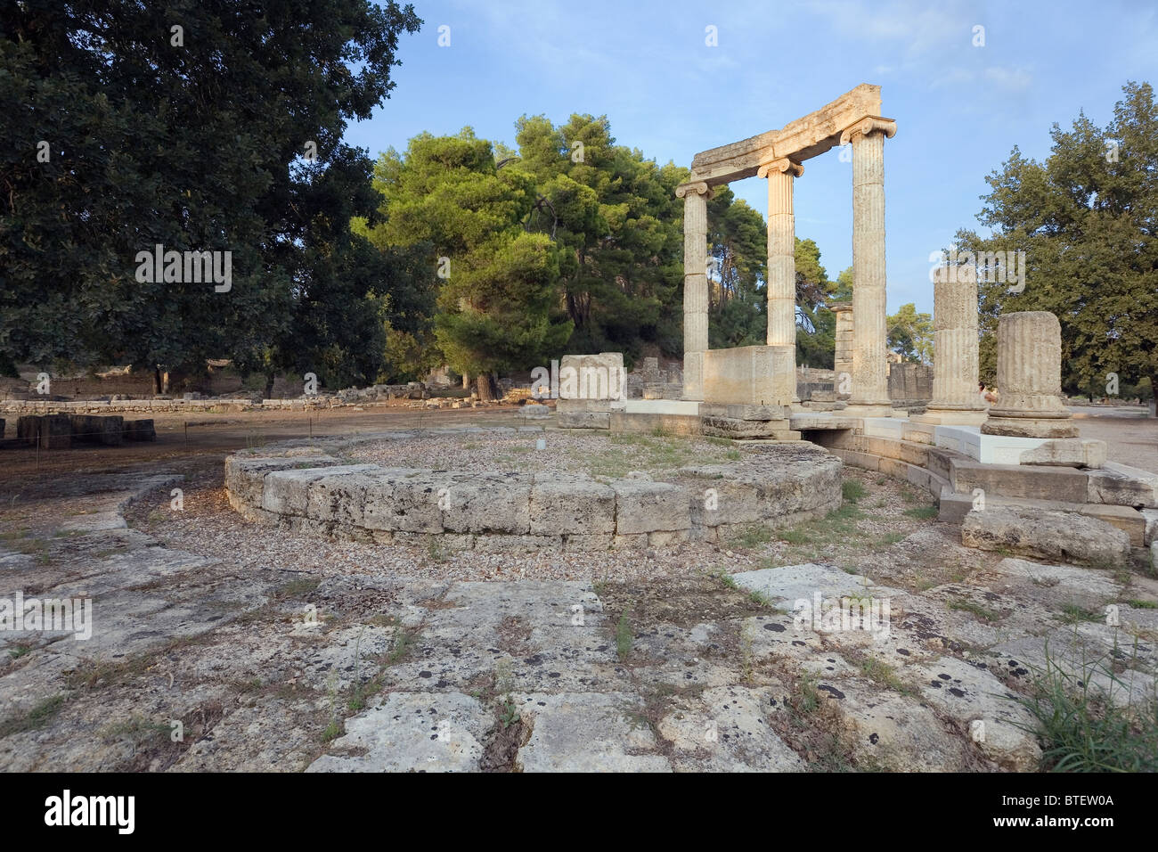 The Philippeion temple in Ancient Olympia, Greece, Europe Stock Photo ...