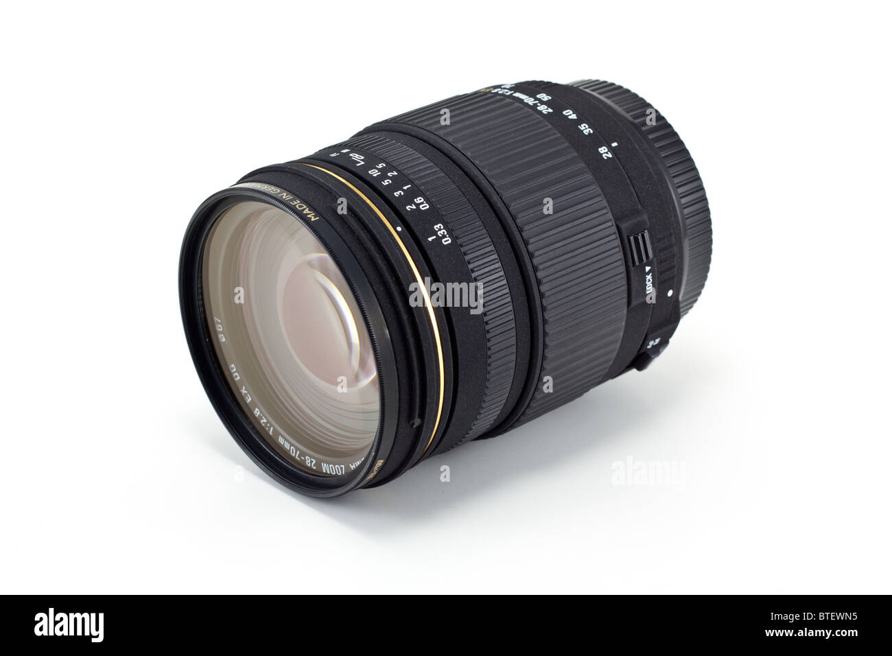 Black camera lens isolated in white background Stock Photo - Alamy