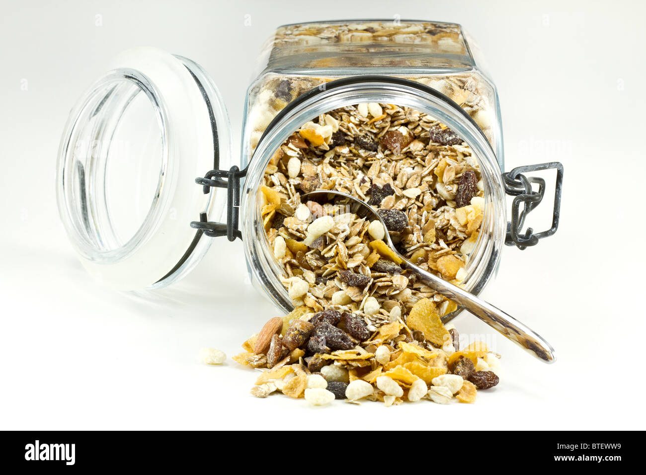 Muesli Breakfast with spoon Stock Photo - Alamy
