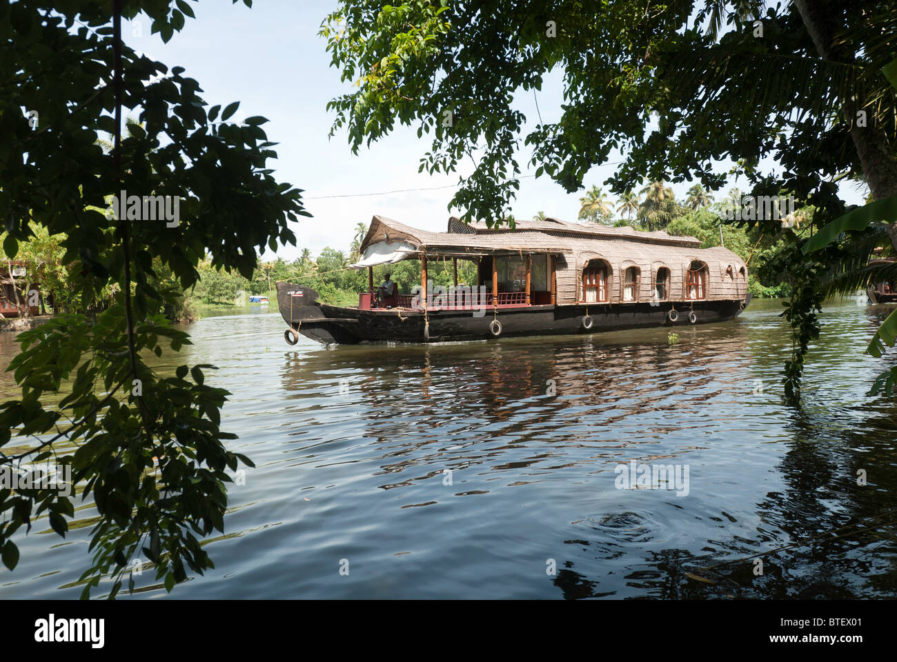 Houseboat in backwaters of Kuttanad ; Alleppey; Alappuzha ; Kerala ...