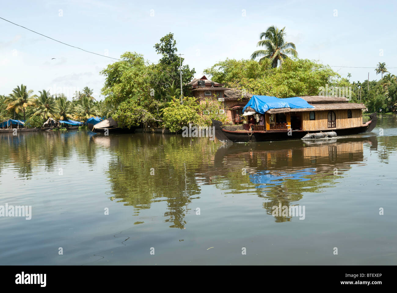 Houseboat in backwaters of Kuttanad ; Alleppey; Alappuzha ; Kerala ...