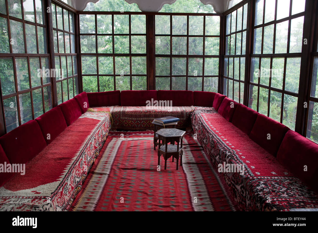 Sun room in old Turkish style in Ethnographic Museum in Pristina Kosovo ...
