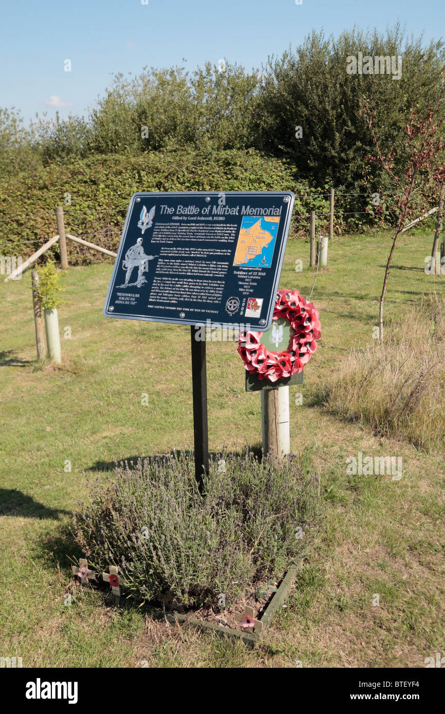 Commemorative plaque dedicated to members of 22 SAS, Battle of Mirbat ...