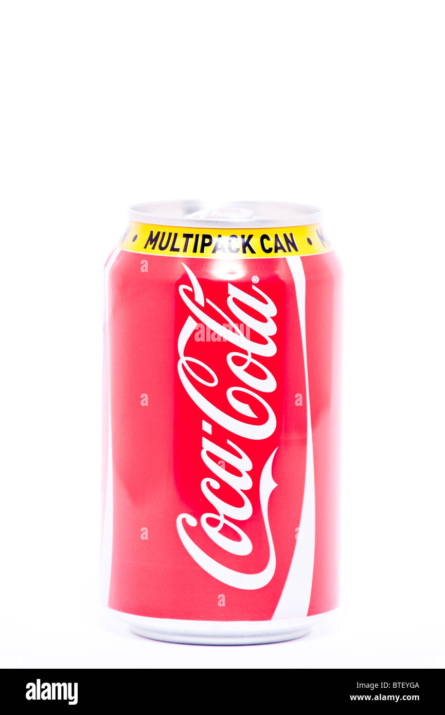 A close up photo of a multipack can of coca-cola against a white ...