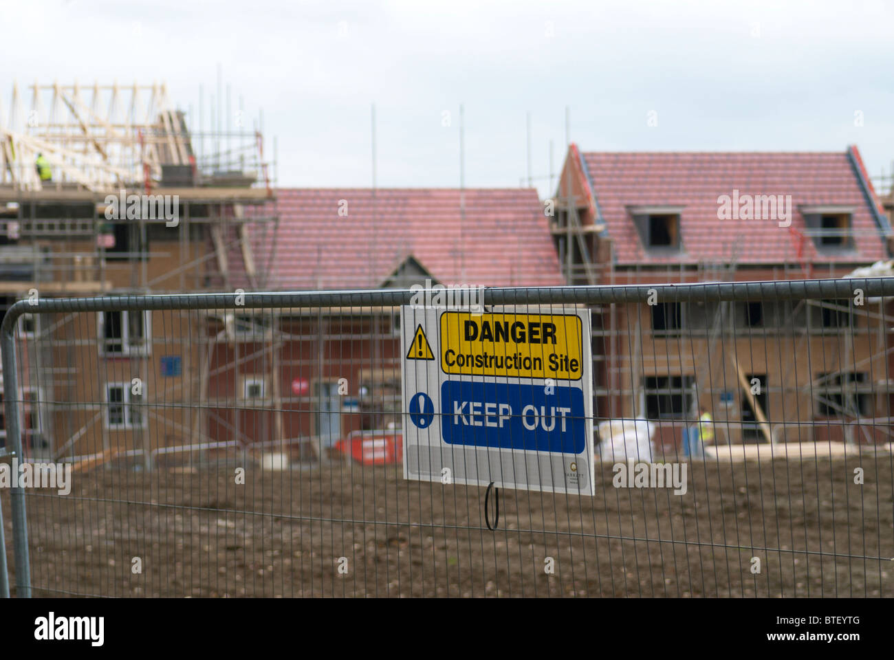 Danger Keep Out Sign by Building Site Stock Photo - Alamy