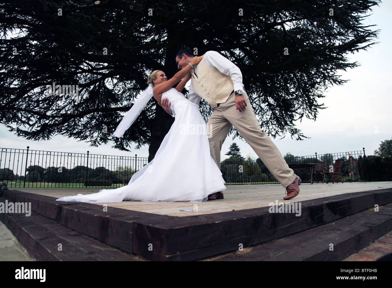 Wedding couple dip Stock Photo - Alamy