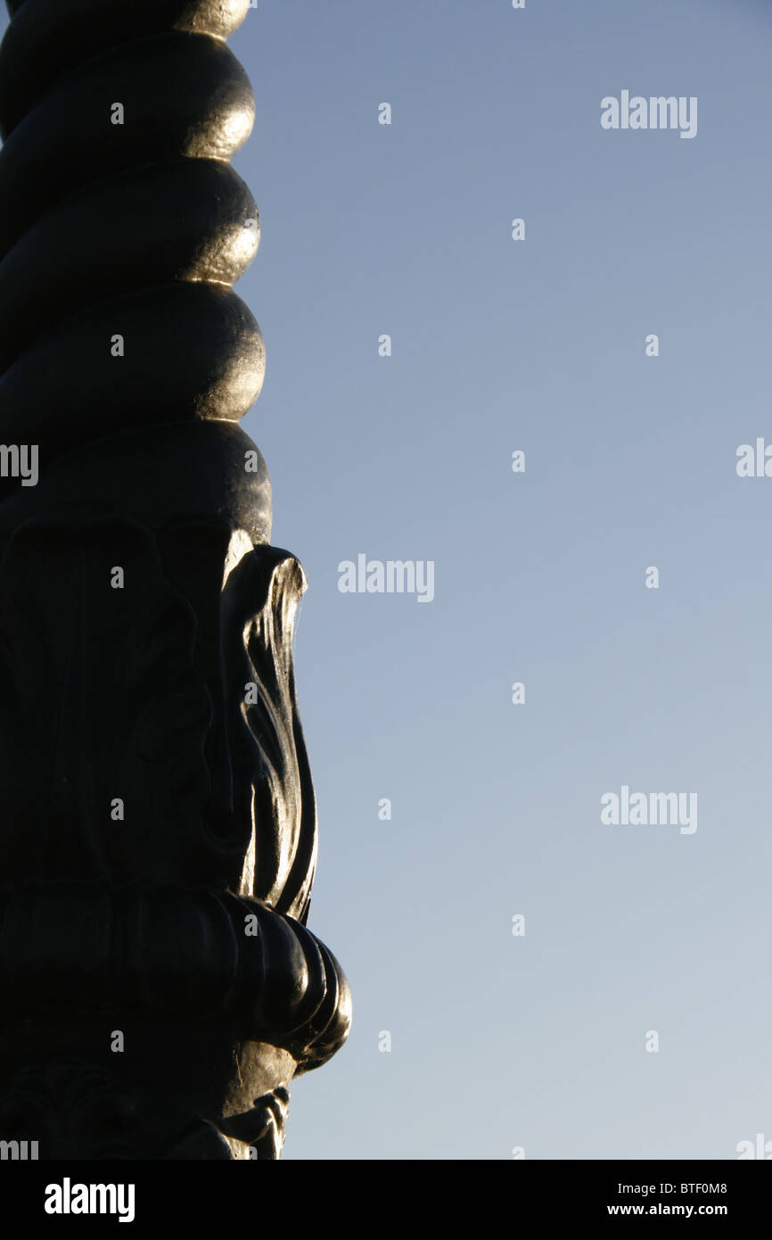 close up detail of one street lamp post pole and blue sky Stock Photo ...