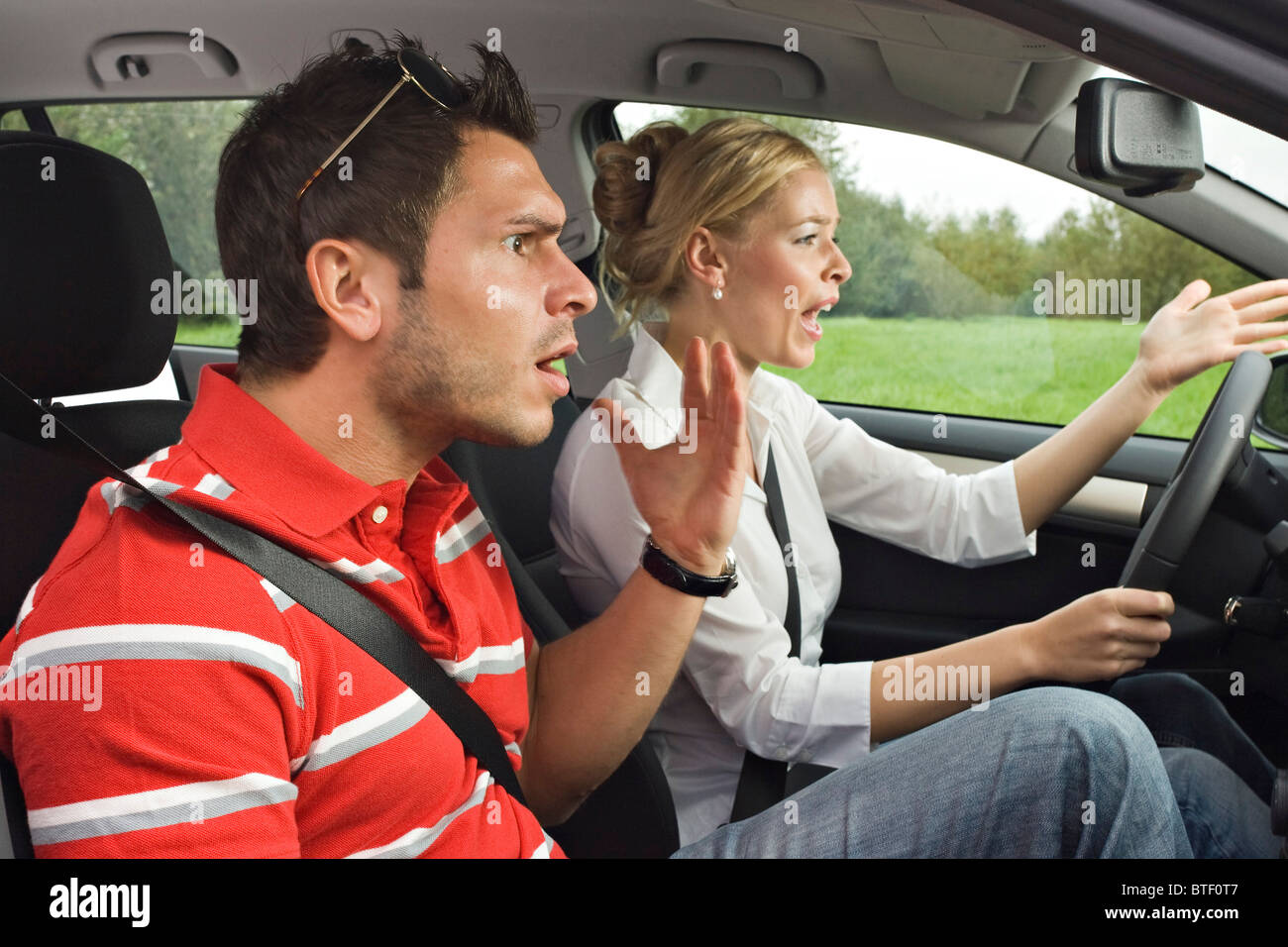 Couple arguing car driving hi-res stock photography and images - Alamy