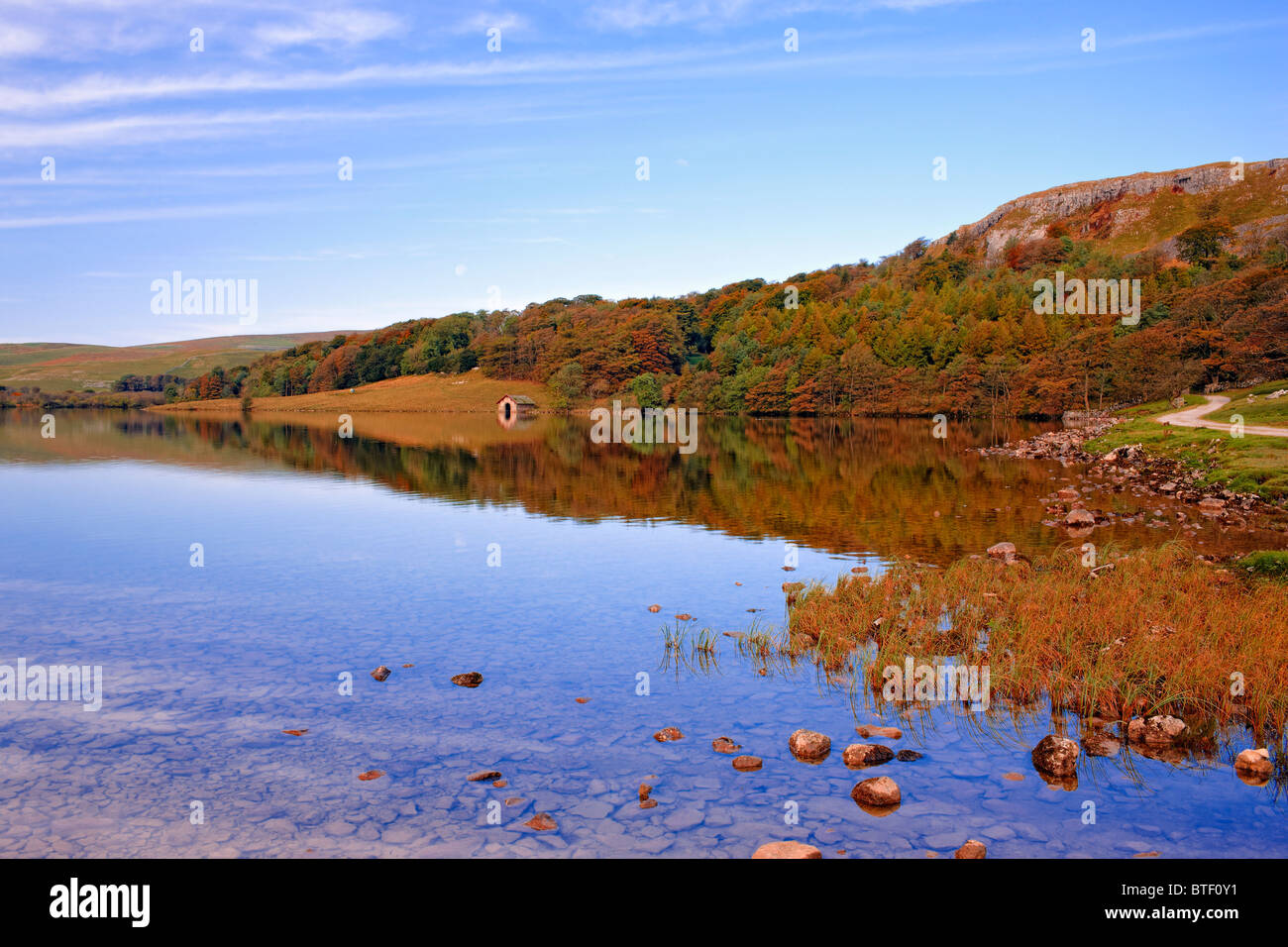 Malham Tarn, in the Yorkshire Dales, early autumn. From the Pennine Way ...