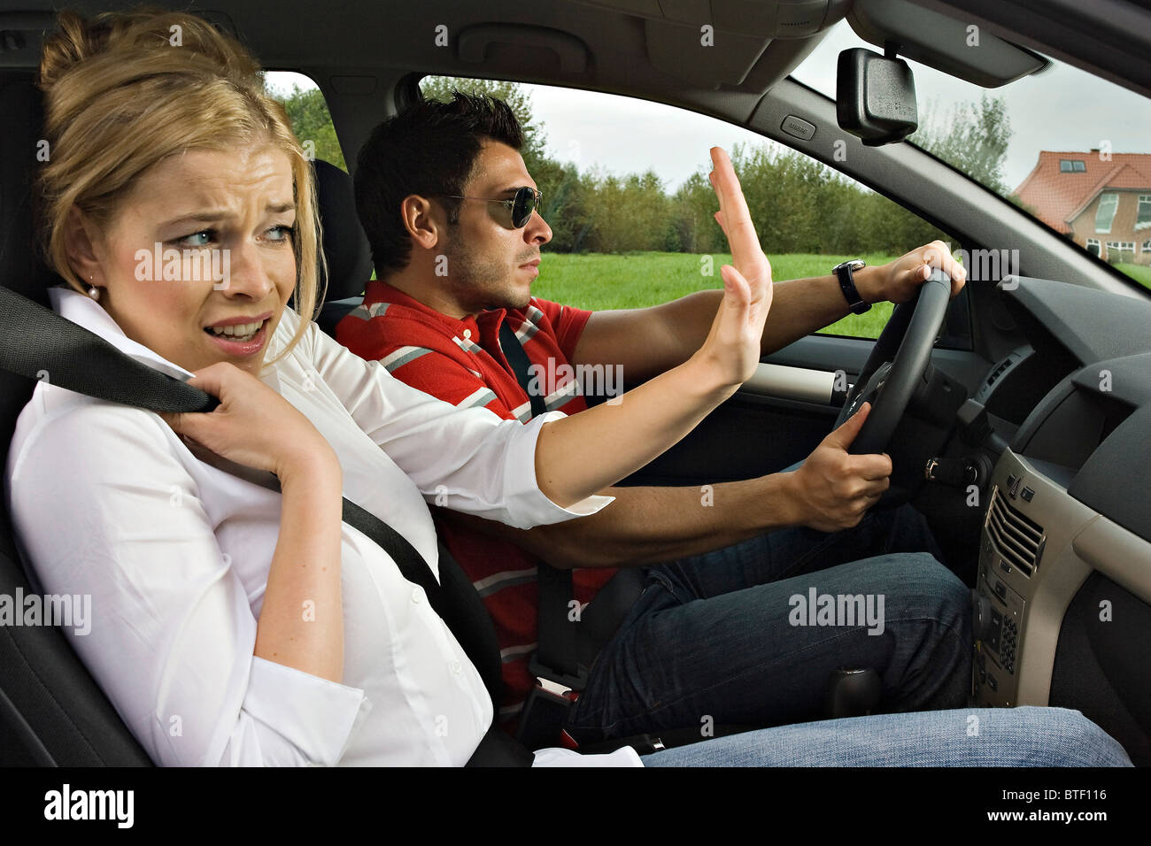 Fear young woman car passenger hi-res stock photography and images - Alamy