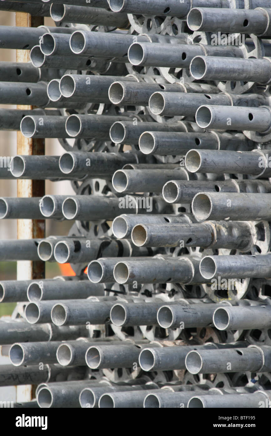 scaffolding metal steel tubes on building site Stock Photo - Alamy