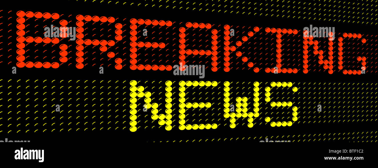 breaking news electronic headline Stock Photo - Alamy