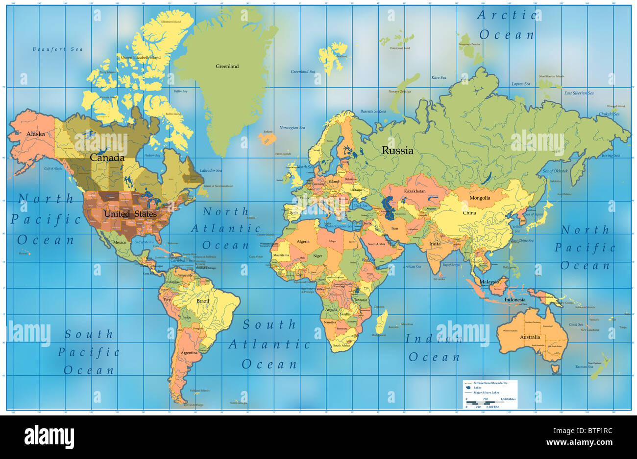 America and their capitals map hi-res stock photography and images - Alamy