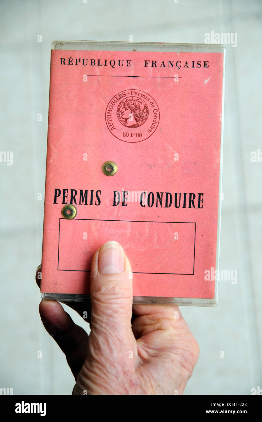 French driving licence being held in a woman drivers hand Stock Photo ...