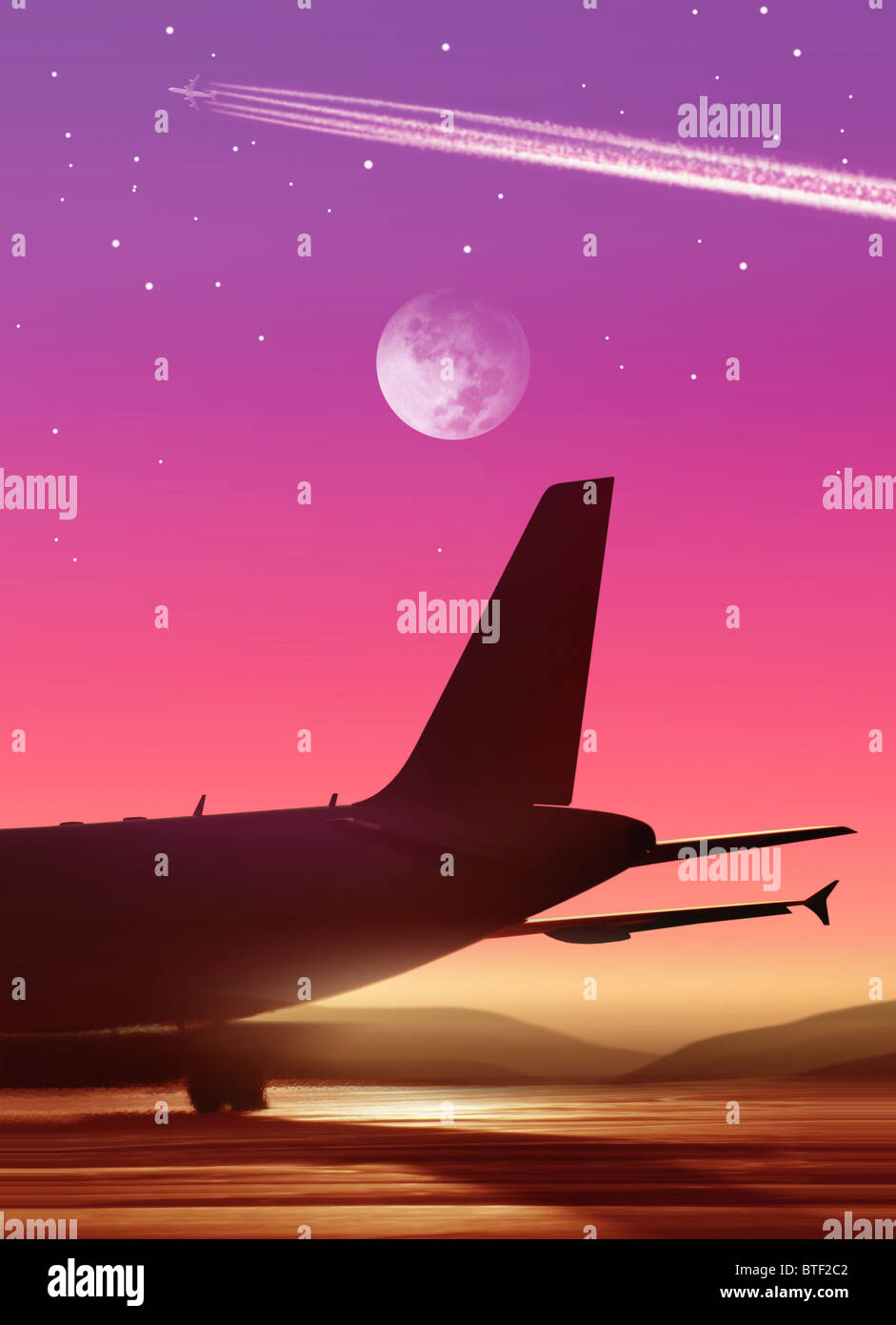Moon and plane hi-res stock photography and images - Alamy