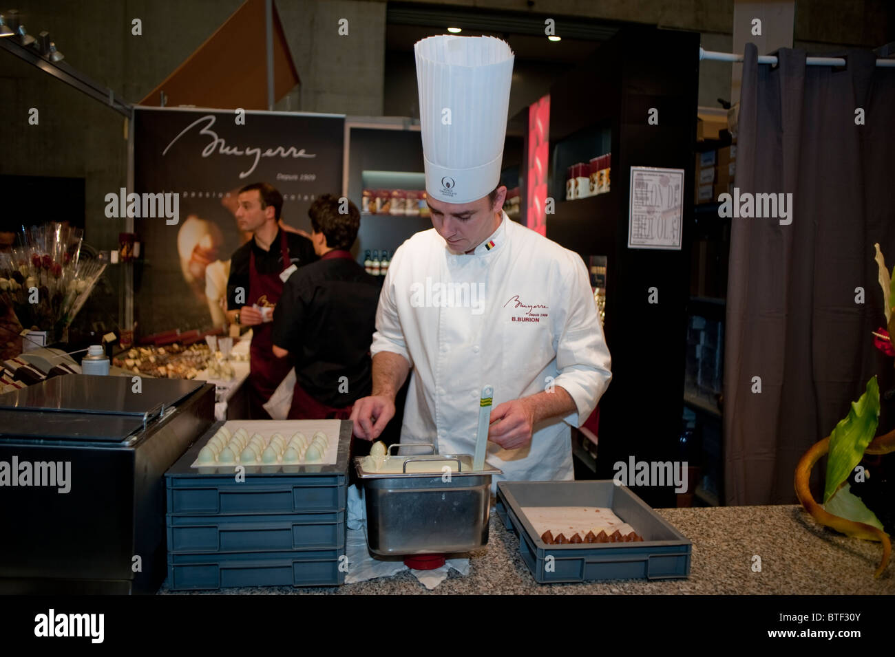 PARIS, FRANCE,: Portrait, Man Working, Preparing Gourmet Chocolate Food ...