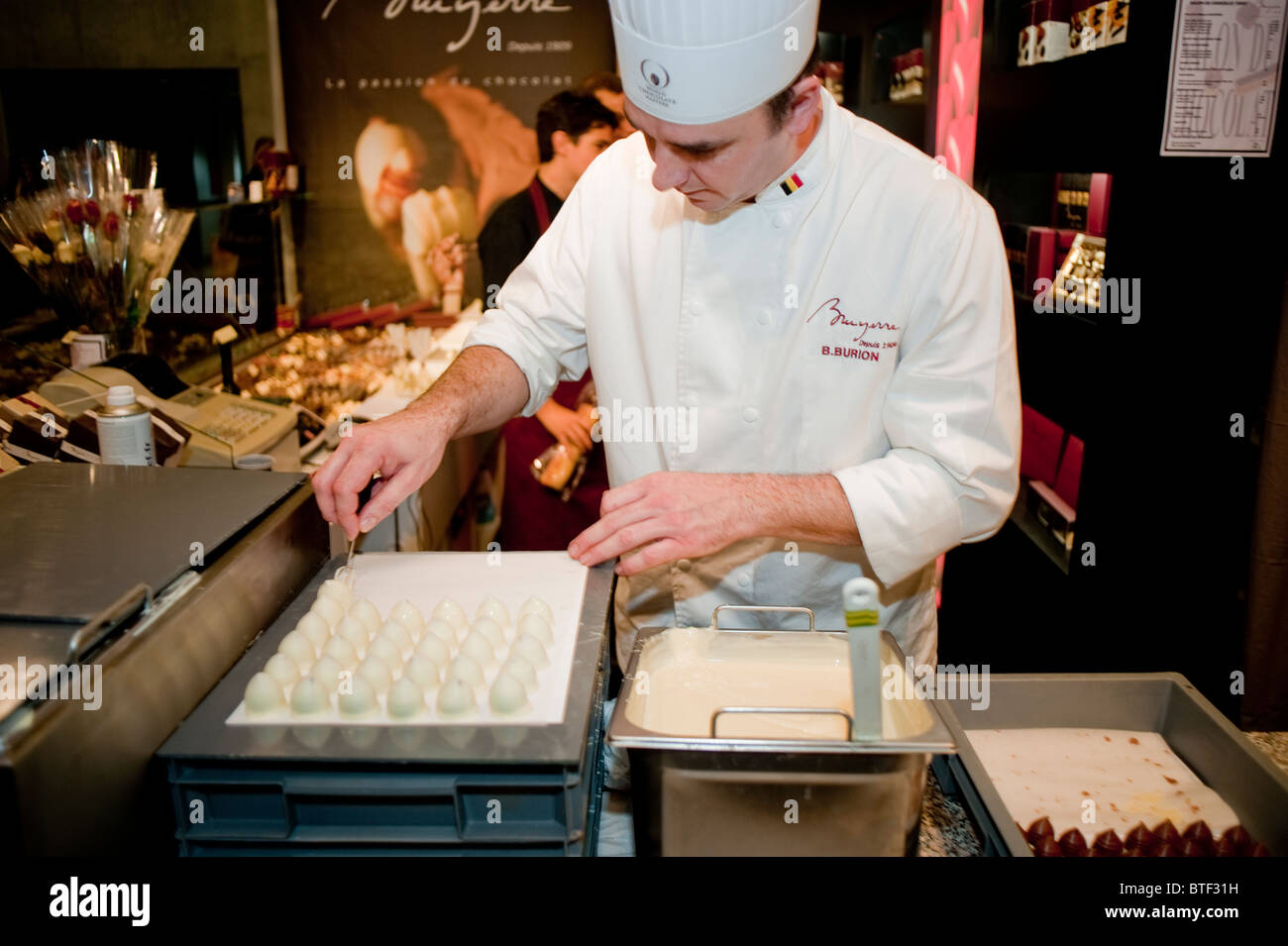 PARIS, FRANCE, Portrait, French Desserts Chef, Cooking Chocolate at ...