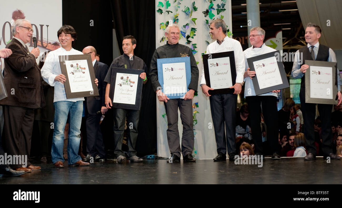 PARIS, FRANCE, Chefs Winning Awards at Ceremony at Gourmet Chocolate ...