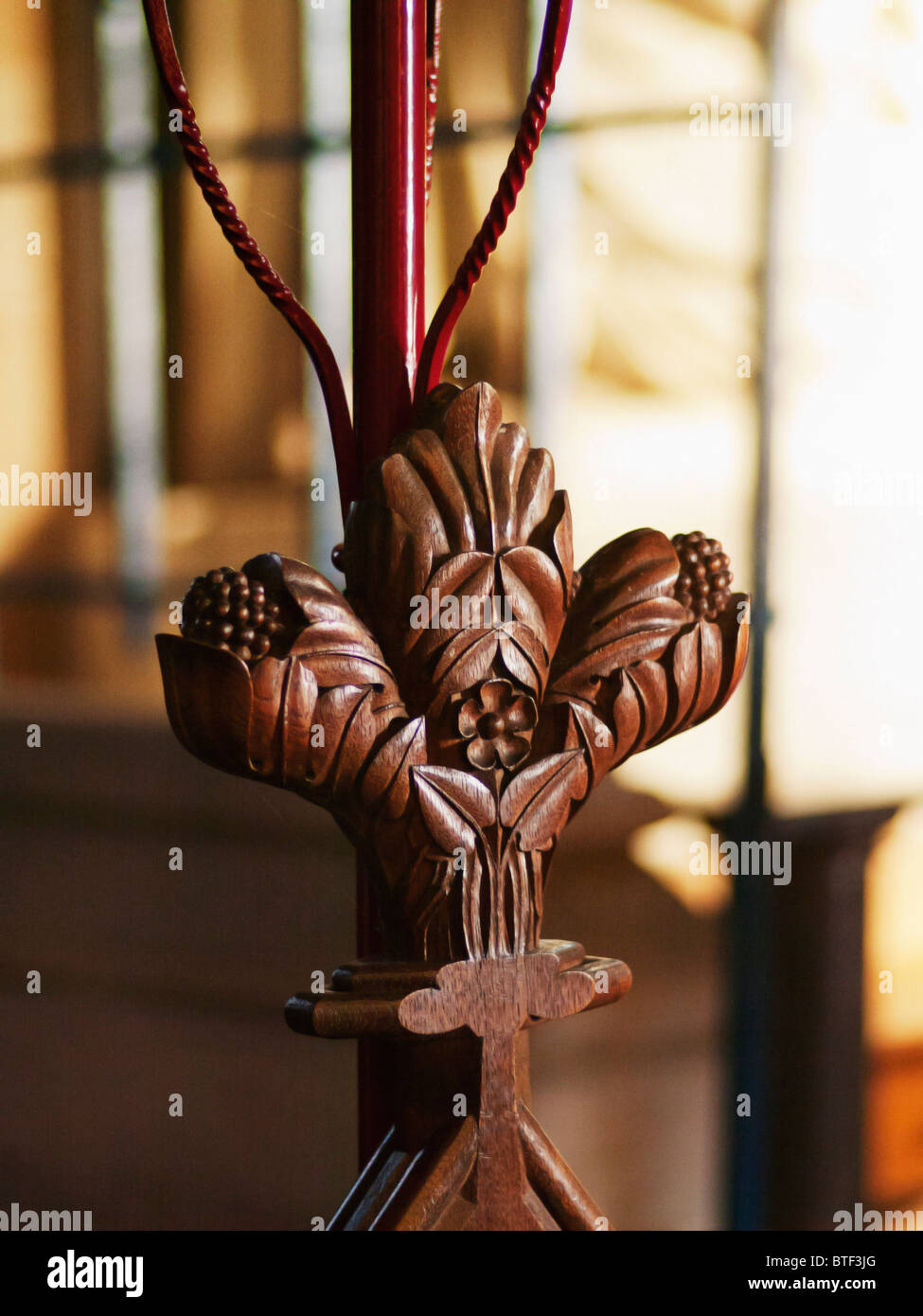 wooden carving inside church Stock Photo - Alamy