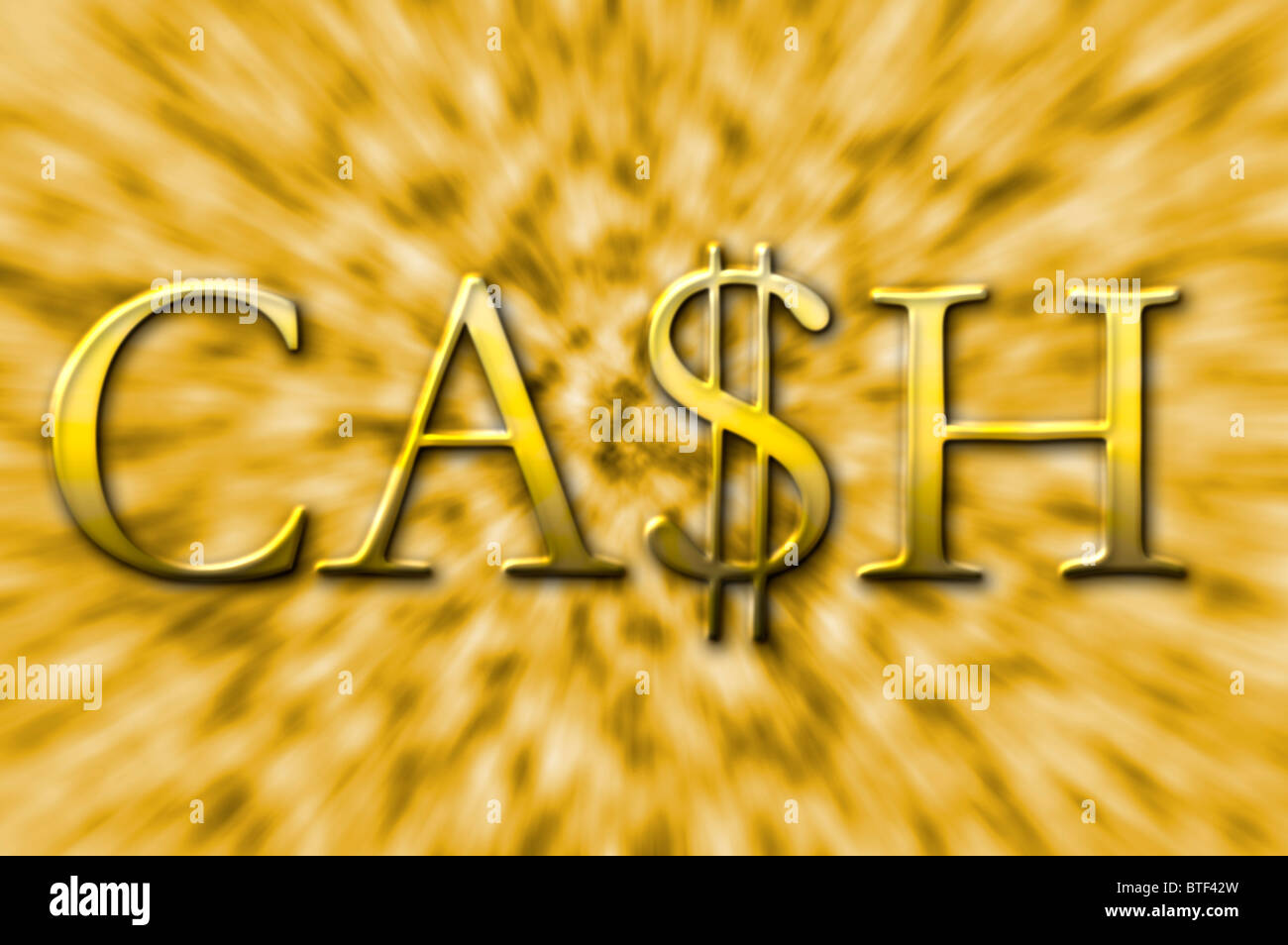 Cash spelt with a dollar sign on a gold radial background Stock Photo ...