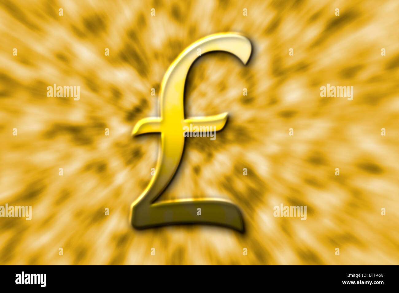 Golden pound sign on a gold radial background Stock Photo - Alamy