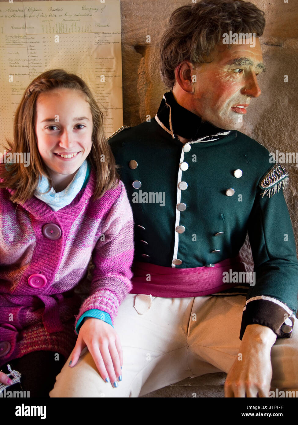 Young Girl and Soldier Mannequin, Alnwick Castle, Northumberland Stock ...