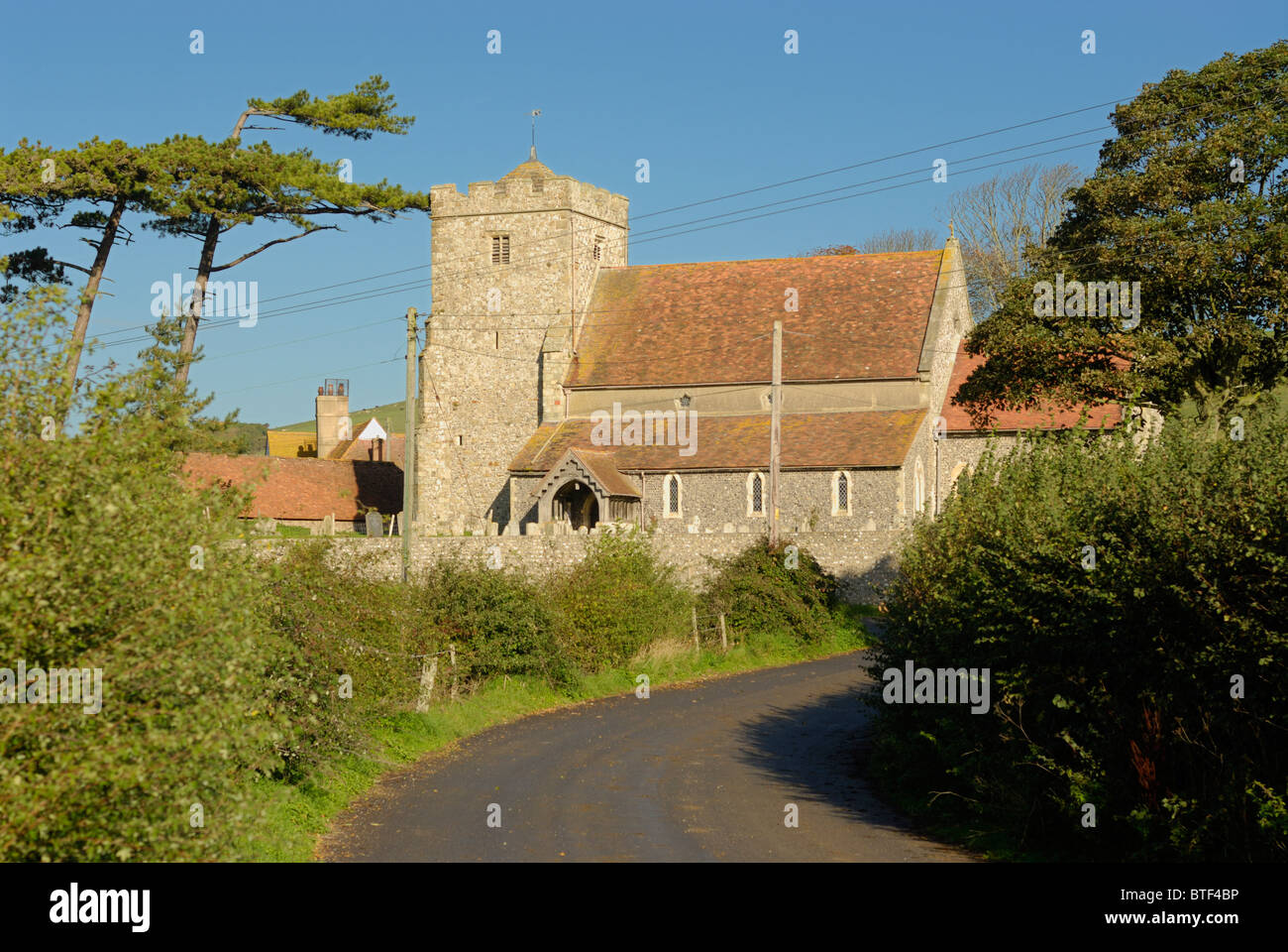 An exterior photo of the church of St Andrew in Beddingham near Lewes ...