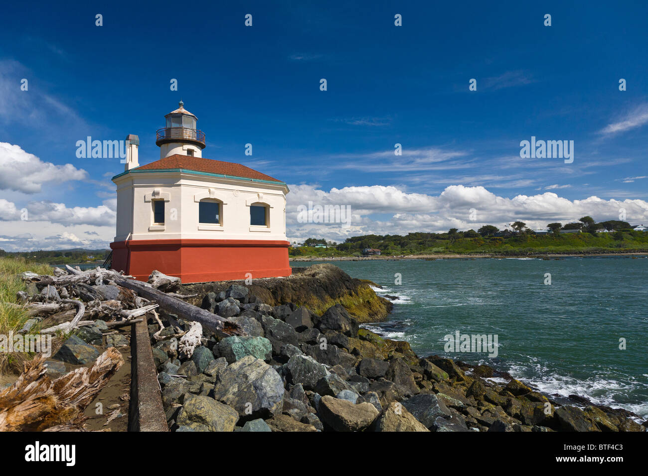 Coquille River Lighthouse 1896 on the Oregon Pacific Ocean coast in ...