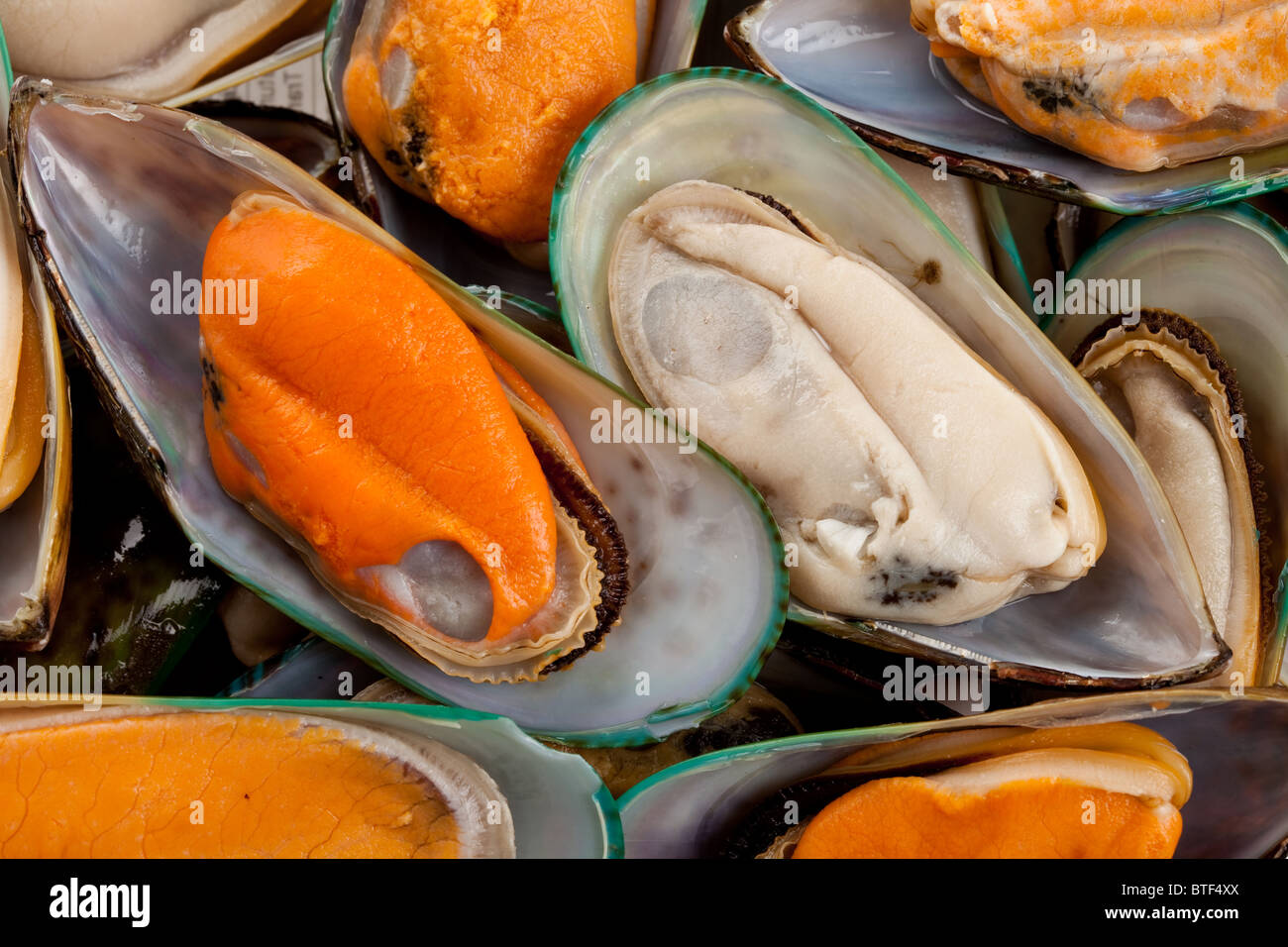 Raw Mussel close up for background Stock Photo - Alamy
