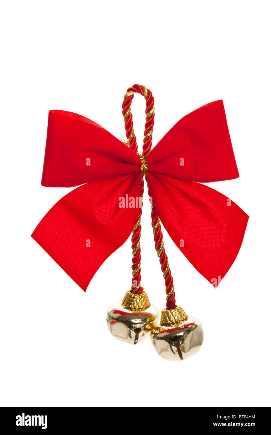 Christmas Bells and ribbon with white background Stock Photo - Alamy
