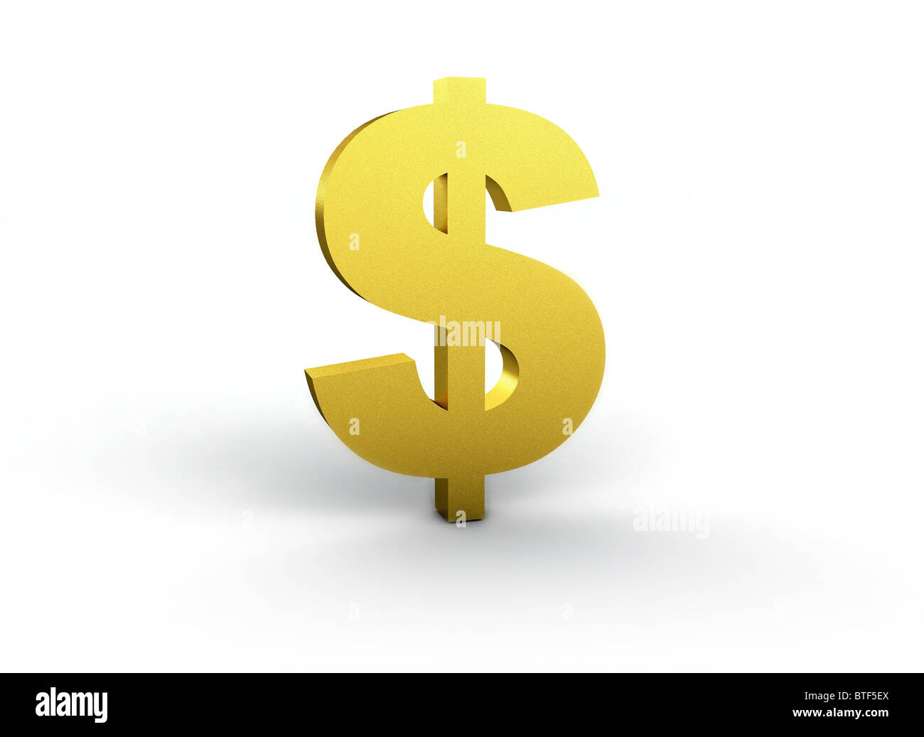 Golden dollar sign on white background Stock Photo - Alamy
