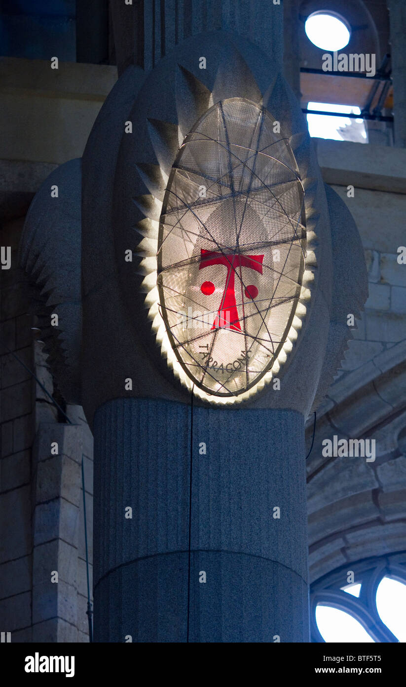 Details of a column in the Sagrada Familia cathedral by Gaudi at ...
