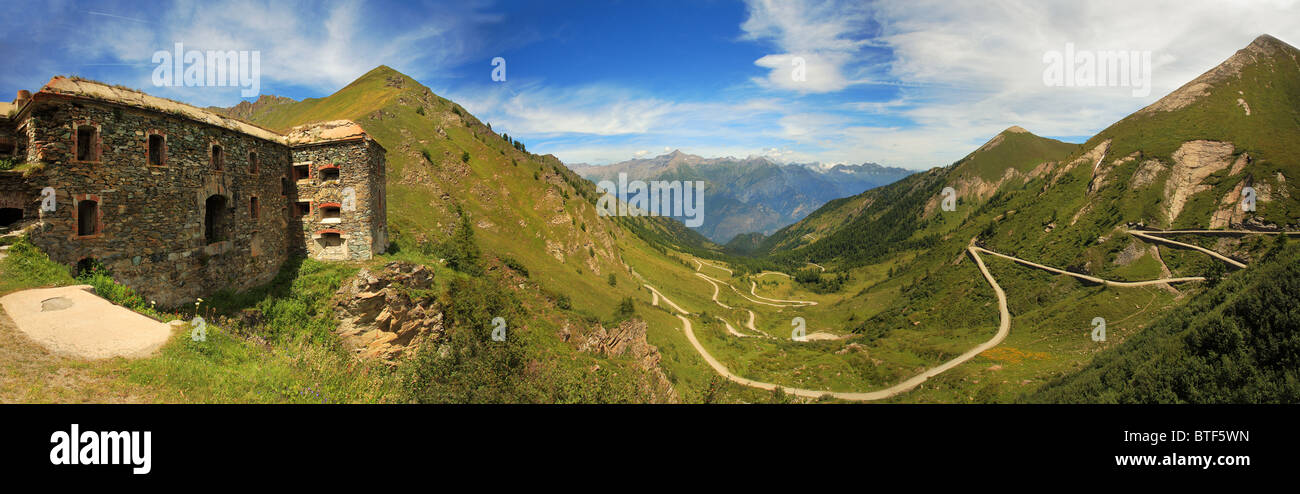 Panoramic view on ancient fortification and unpaved road through the ...