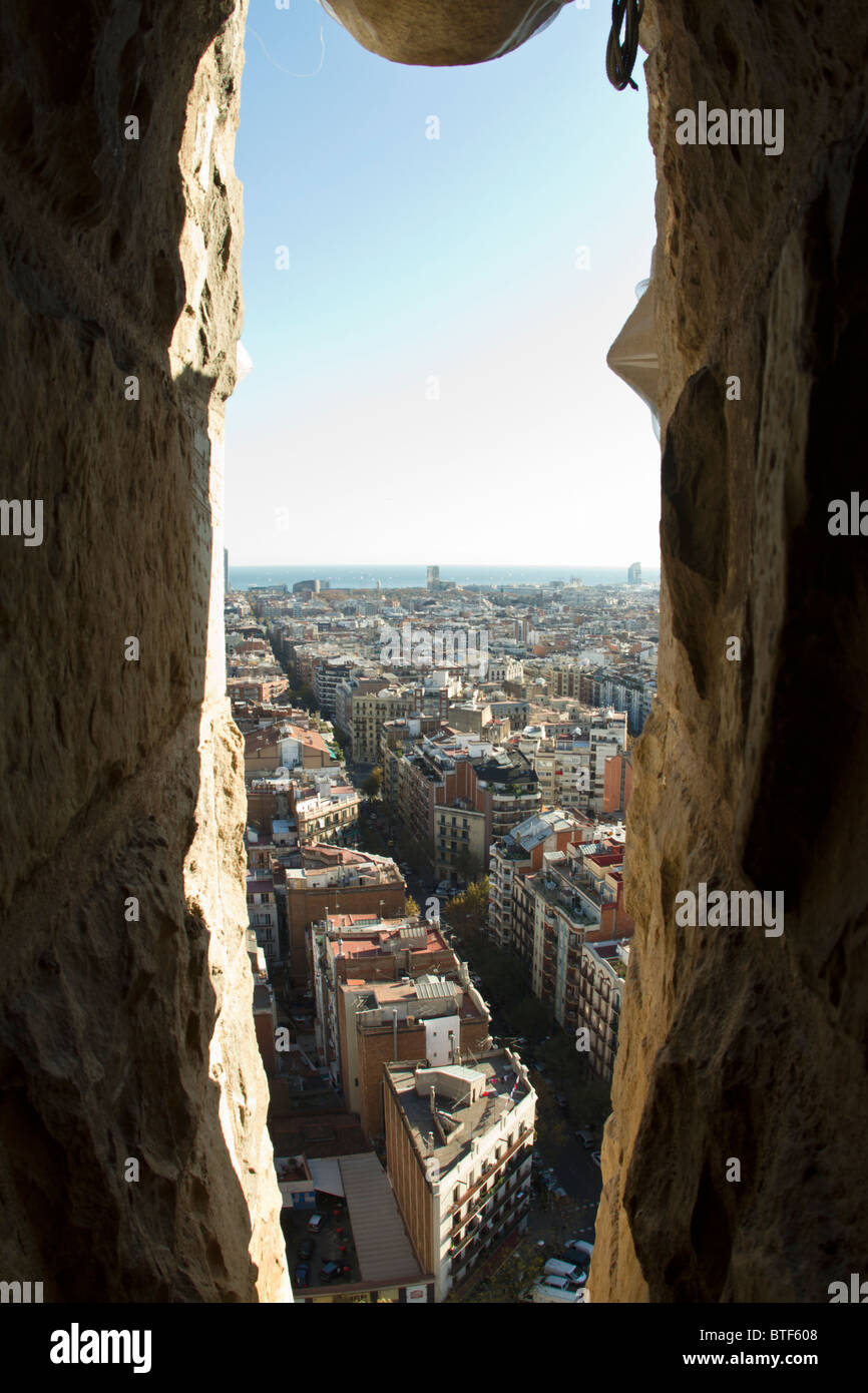 View from the Sagrada Familia Cathedral by Gaudi across Barcelona Stock ...