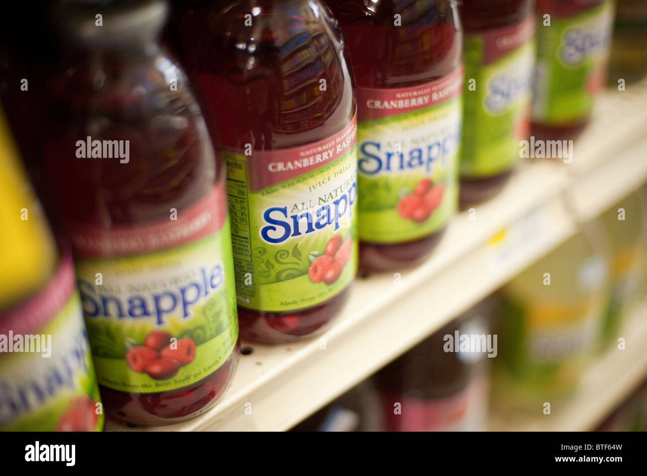 Bottles of Snapple juice drinks by the Dr. Pepper Snapple Group Stock ...