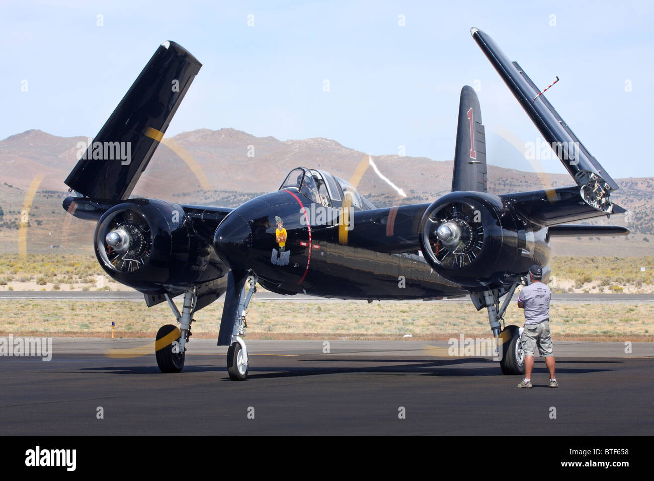 Grumman F7F Tigercat on the ramp during the Reno National Championship ...