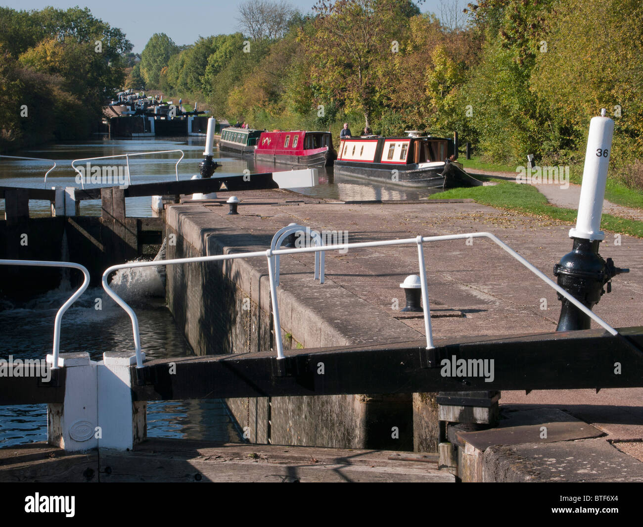 grand union canal hatton flight of locks warwickshire midlands england ...