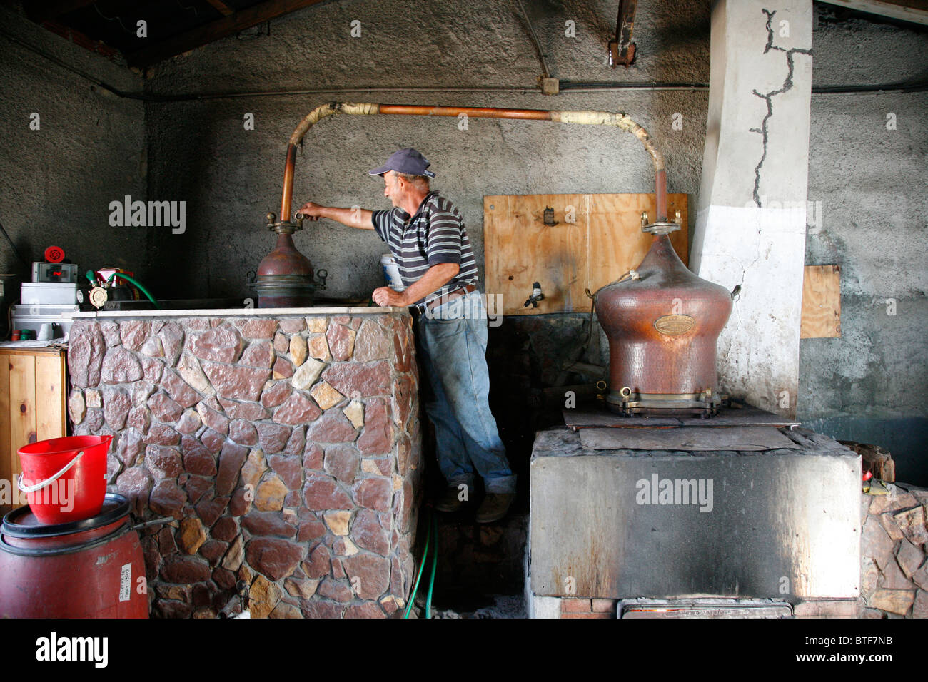 Traditional distillery were souma is being produced in glyfada village ...