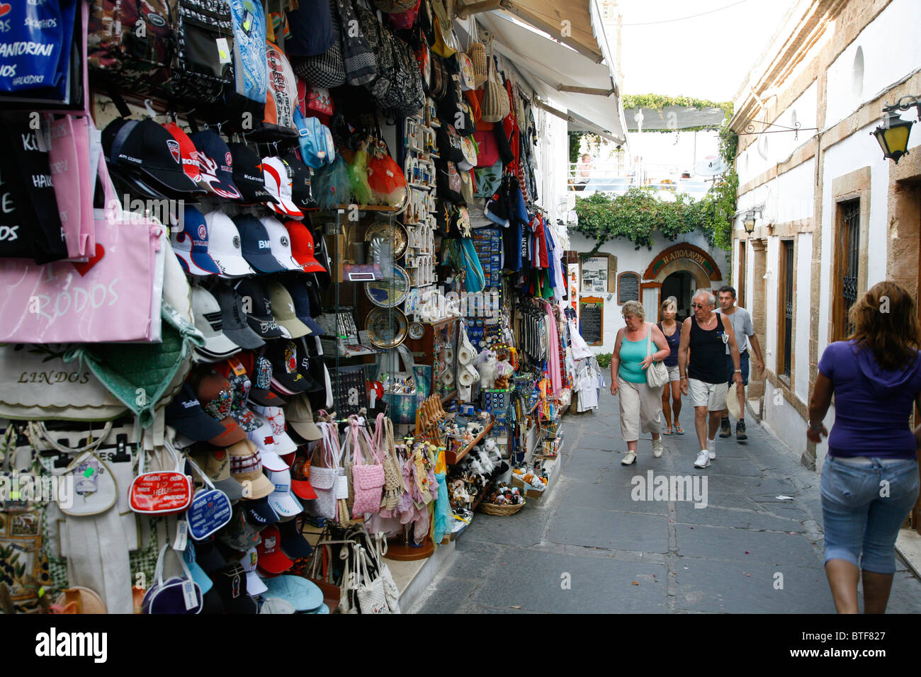 Street in Lindos, Rhodes, Greece Stock Photo - Alamy