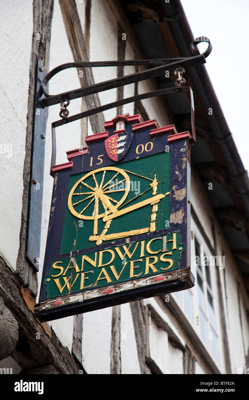 Sign on the Sandwich Weavers building, Strand Street, Sandwich, Kent ...