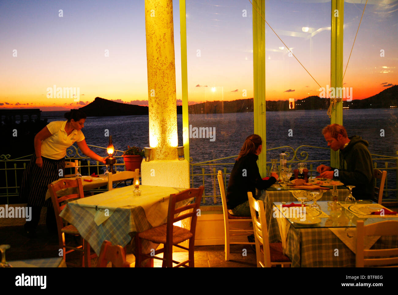 Aegan restaurant in Masouri, Kalymnos, Greece Stock Photo - Alamy