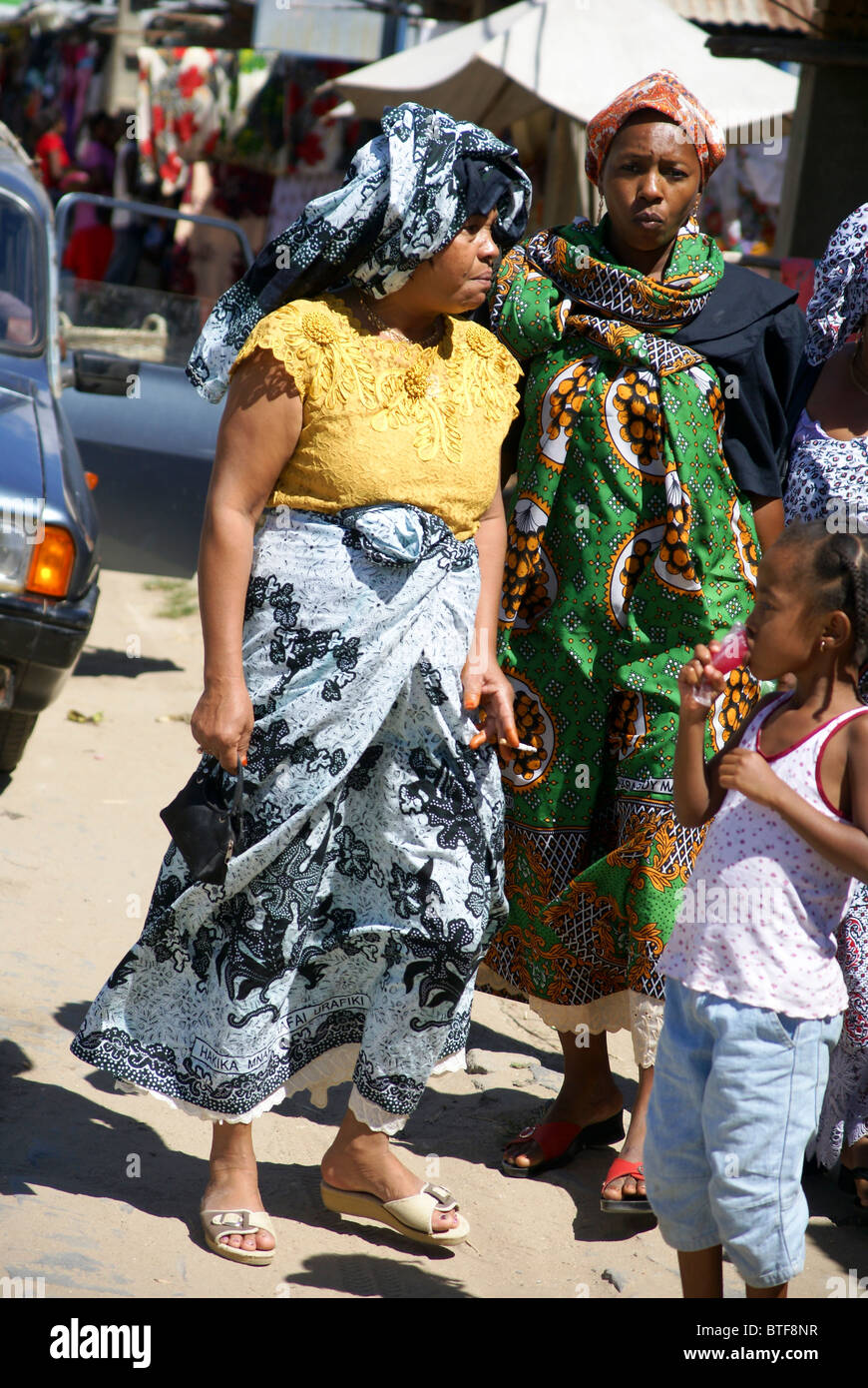 Madagascar, Northern Madagascar, Antsiranana Women in traditional dress ...