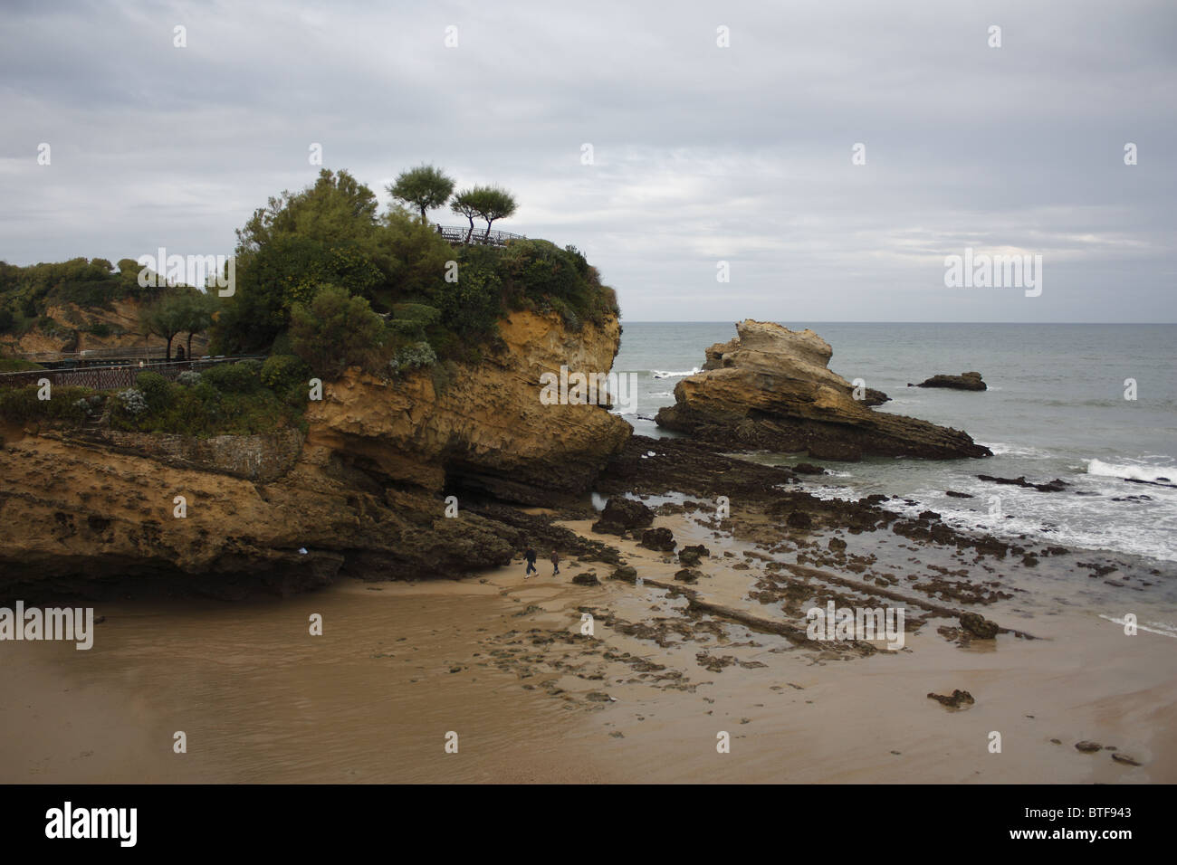 The Basta Rock, the Big Beach of Biarritz, Basque country, France Stock ...