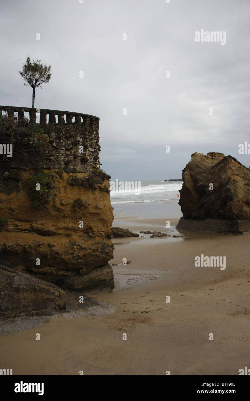 The Basta Rock, the Big Beach of Biarritz, Basque country, France Stock ...