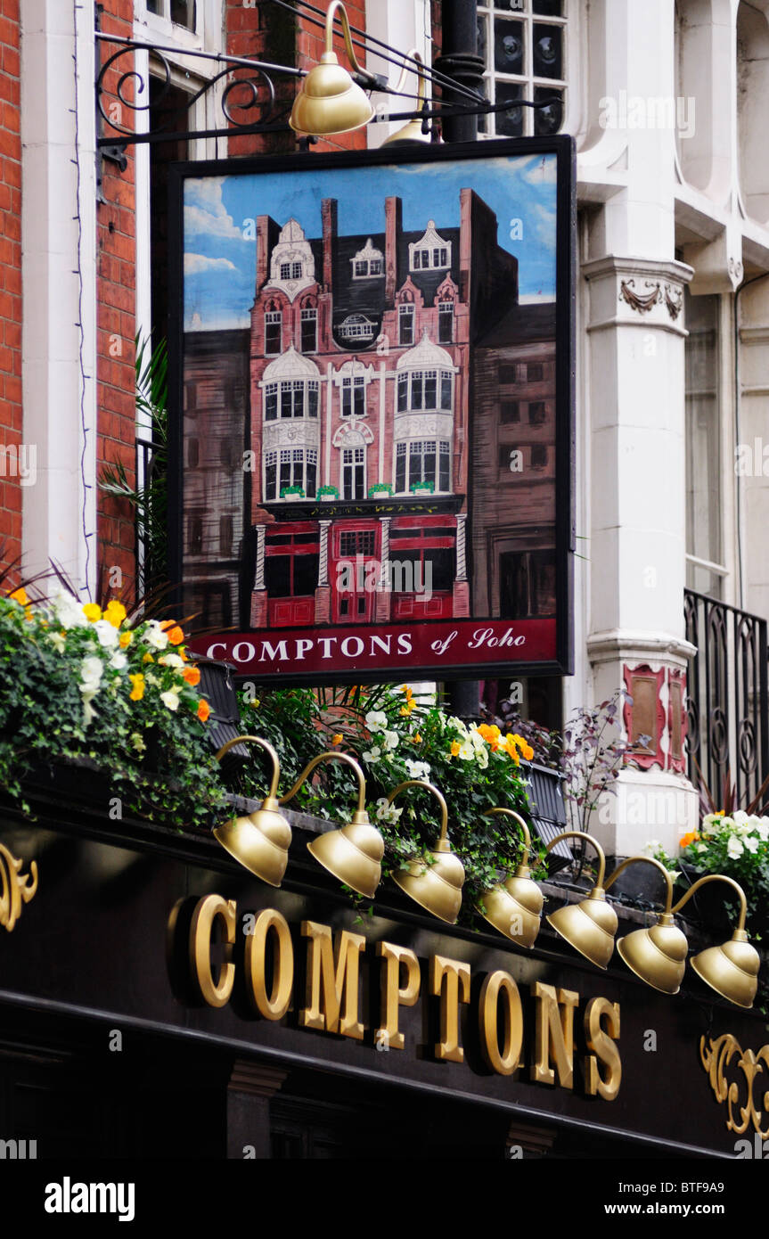 Comptons of Soho Pub Sign, Old Compton Street, Soho, London, England ...