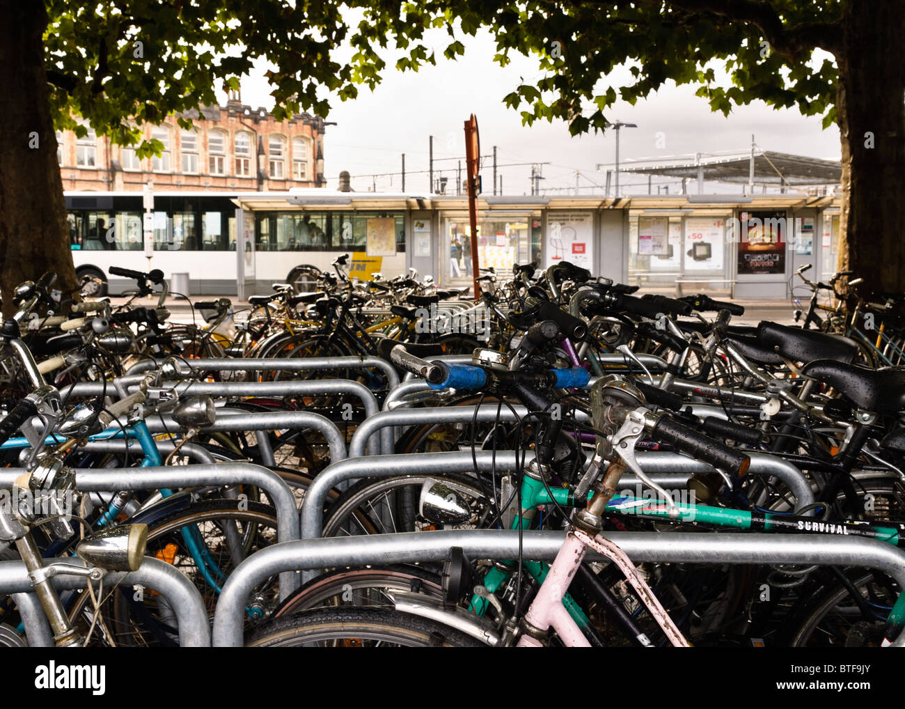 Hundreds of cycles parked at Ghent's railways station whilst the owners ...