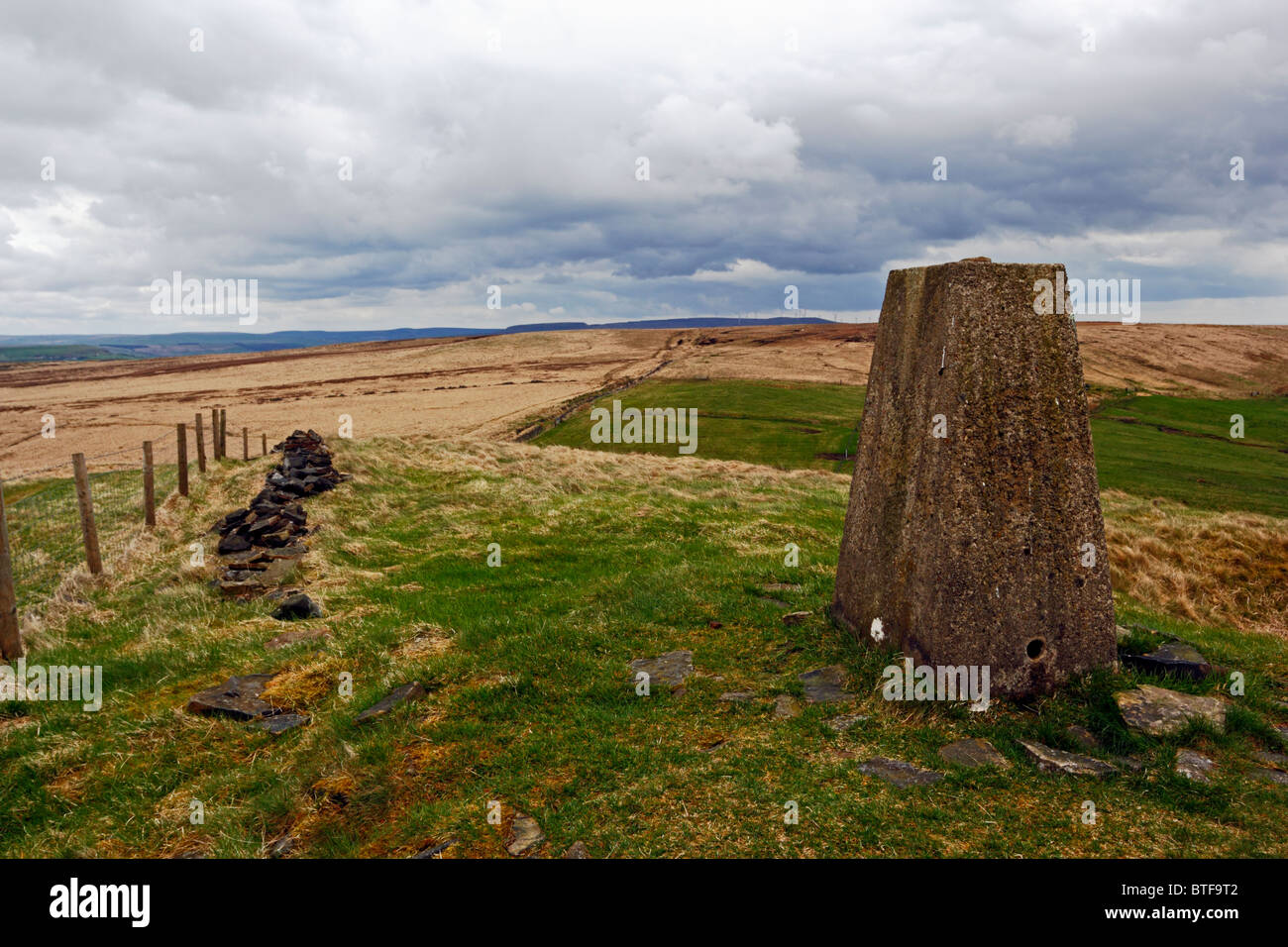 Triangulation Pillar on the summit of Hog Low Pike near Haslingden ...