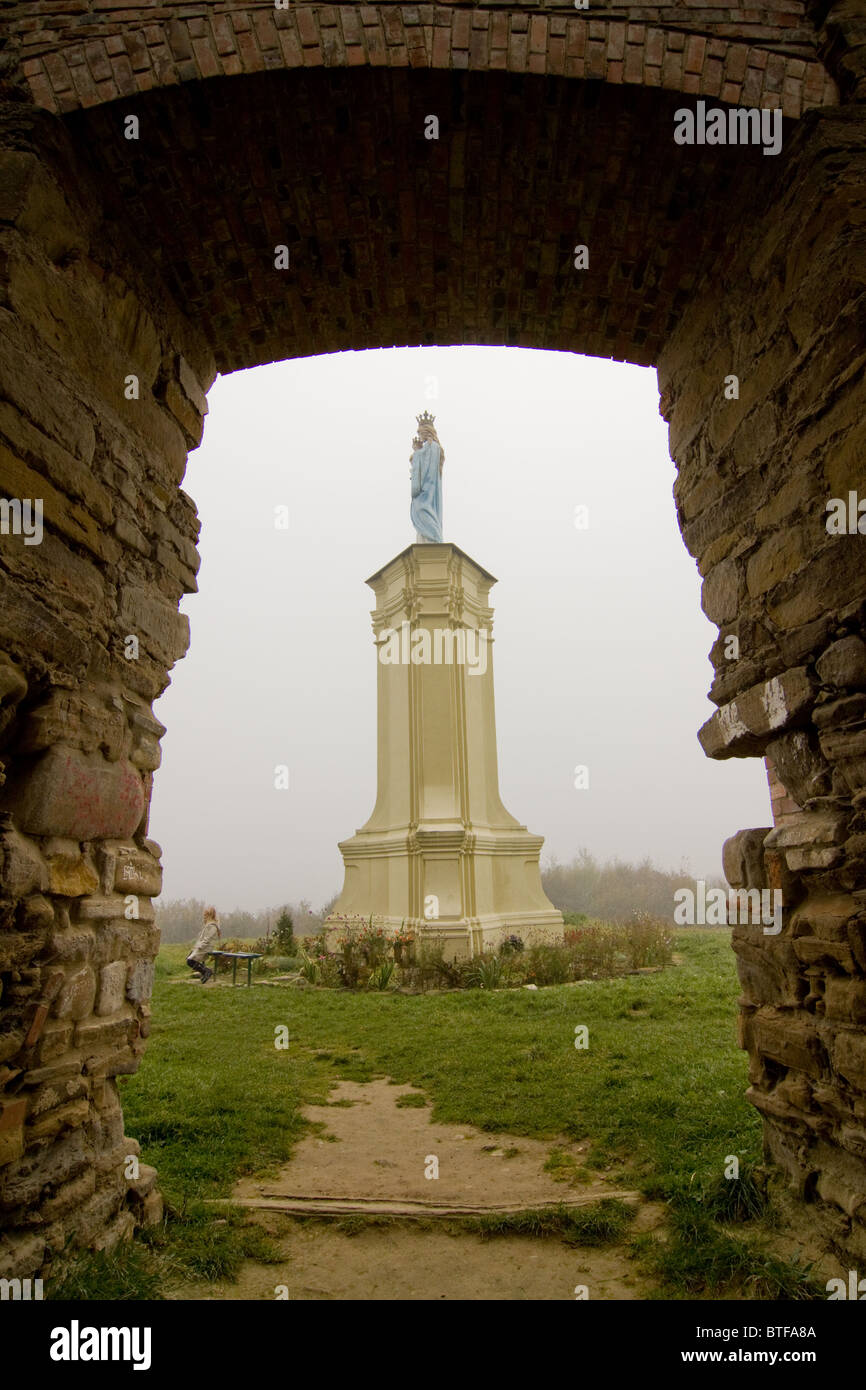 Monastery in the fog in Zagorz city, Zagórz Stock Photo - Alamy