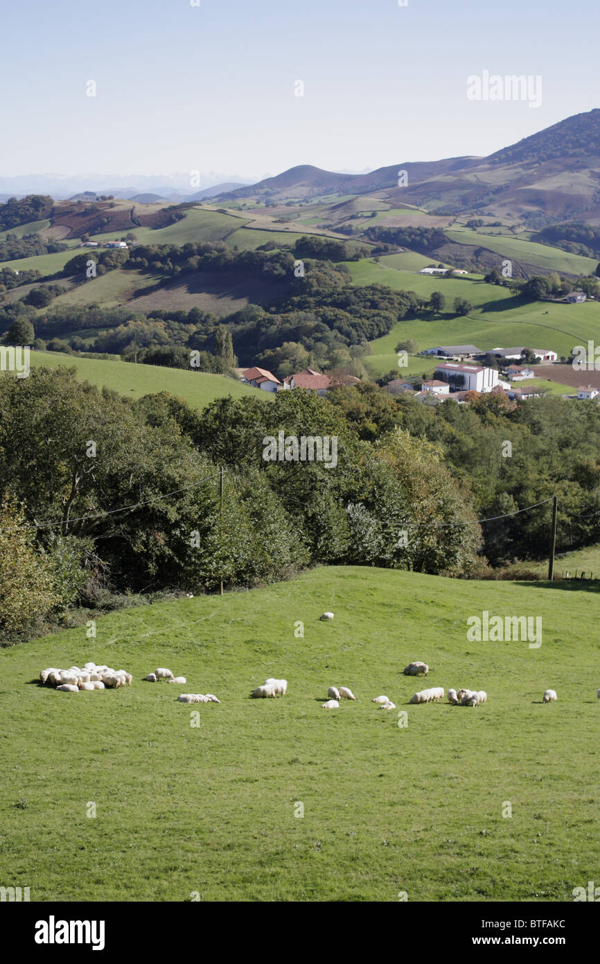 Landscape of the Pyrenees mountains, Pays Basque, France Stock Photo ...