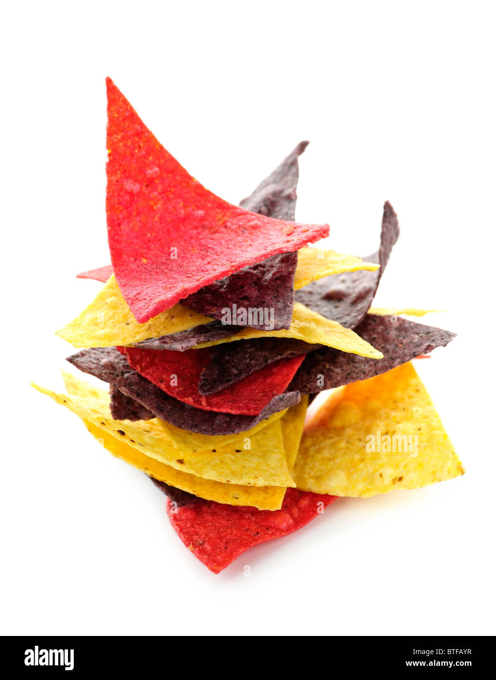 Stack of colorful tortilla chips isolated on white background Stock ...